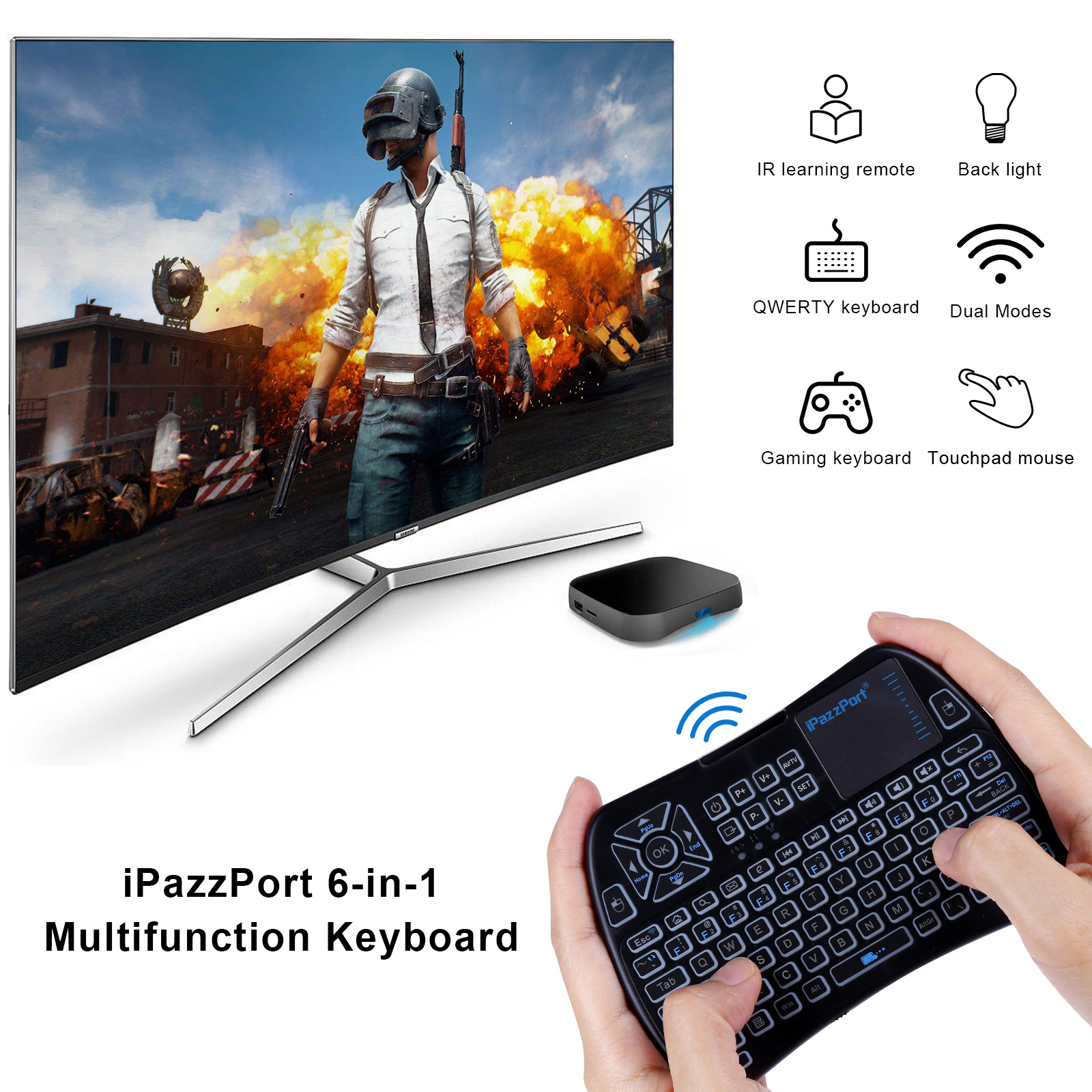 iPazzPort Backlit Mini Keyboard Bluetooth touchpad, Mini 2.4Ghz ...