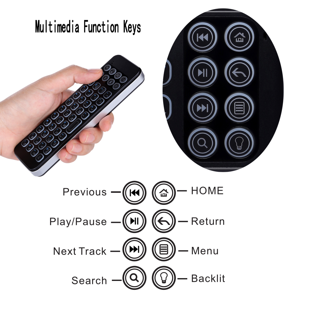 iPazzPort Mini Bluetooth Wireless Keyboard Remote with Backlit for Fire ...