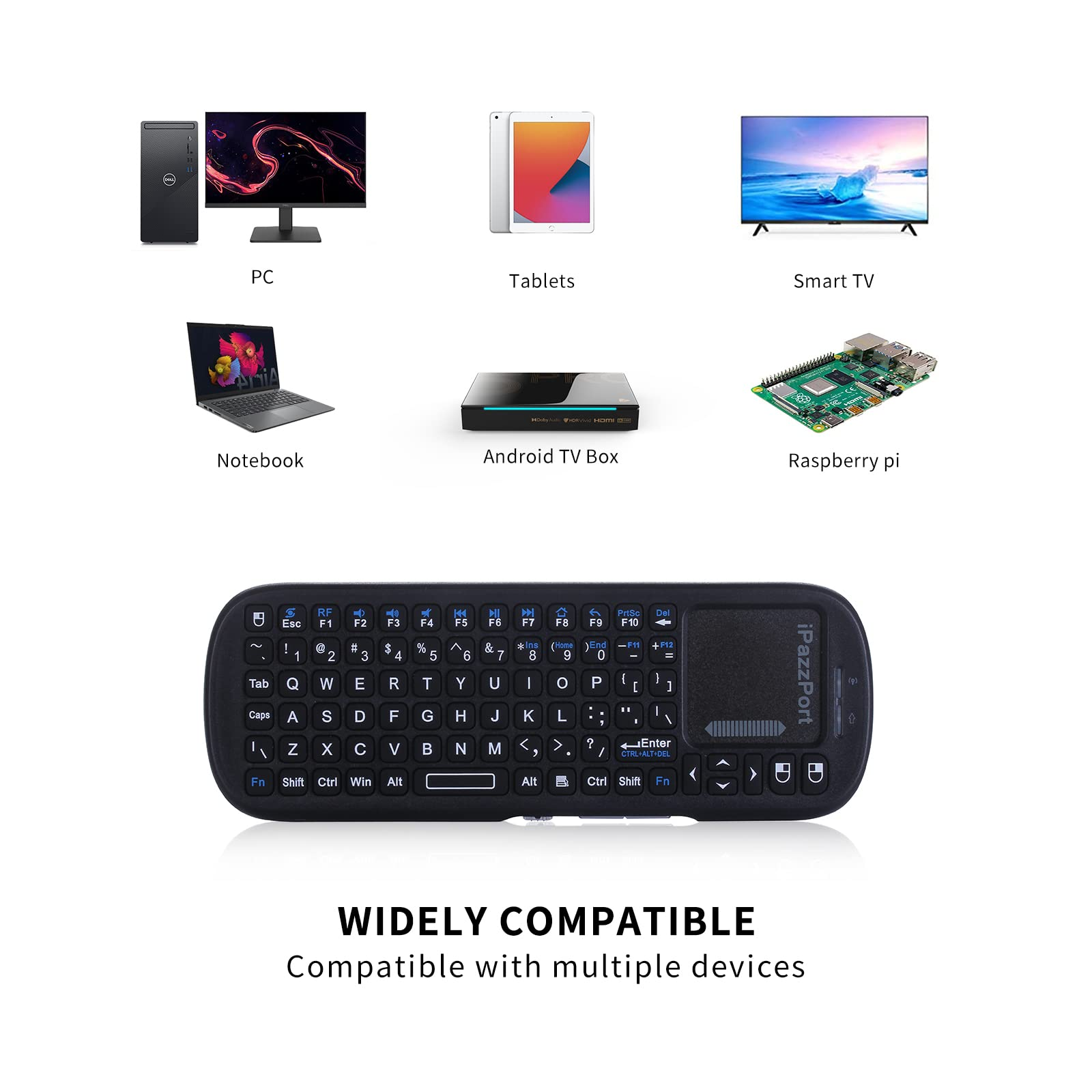 iPazzPort 2.4G Mini Wireless Keyboard with Touchpad Mouse Combo ...