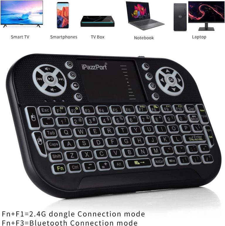 iPazzPort Mini Bluetooth Wireless Keyboard with Remote Case for TV ...