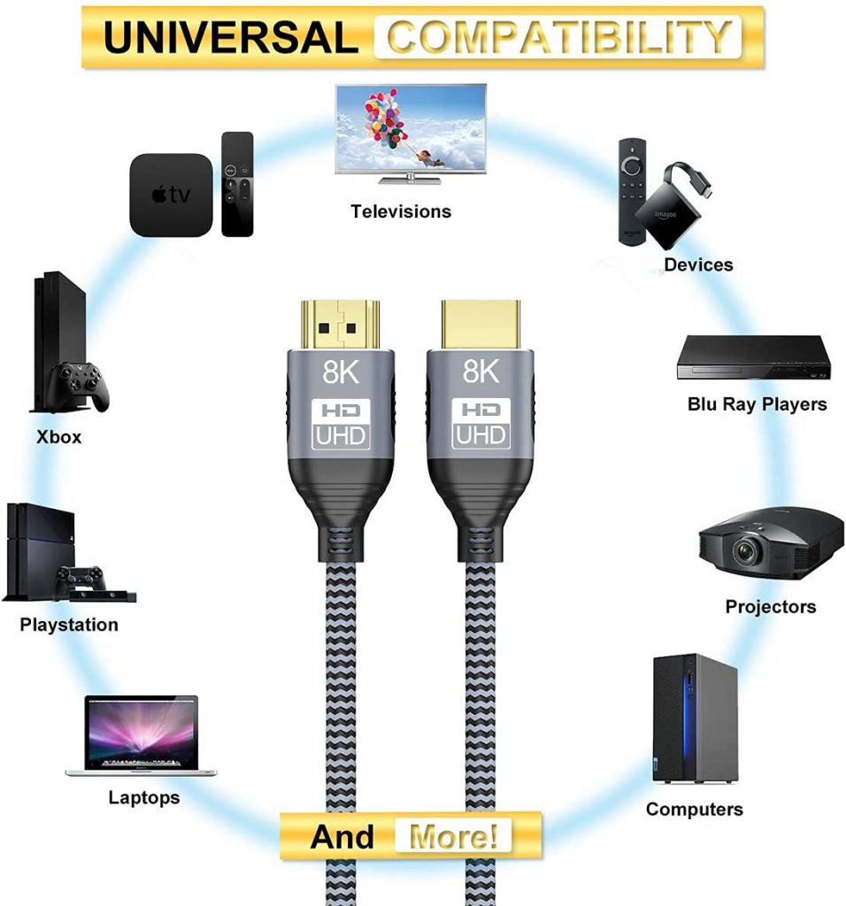 8K HDMI UHD High Speed HDCP2.2 4:4:4 HDR 3D ARC HDMI Cable Compatible ...