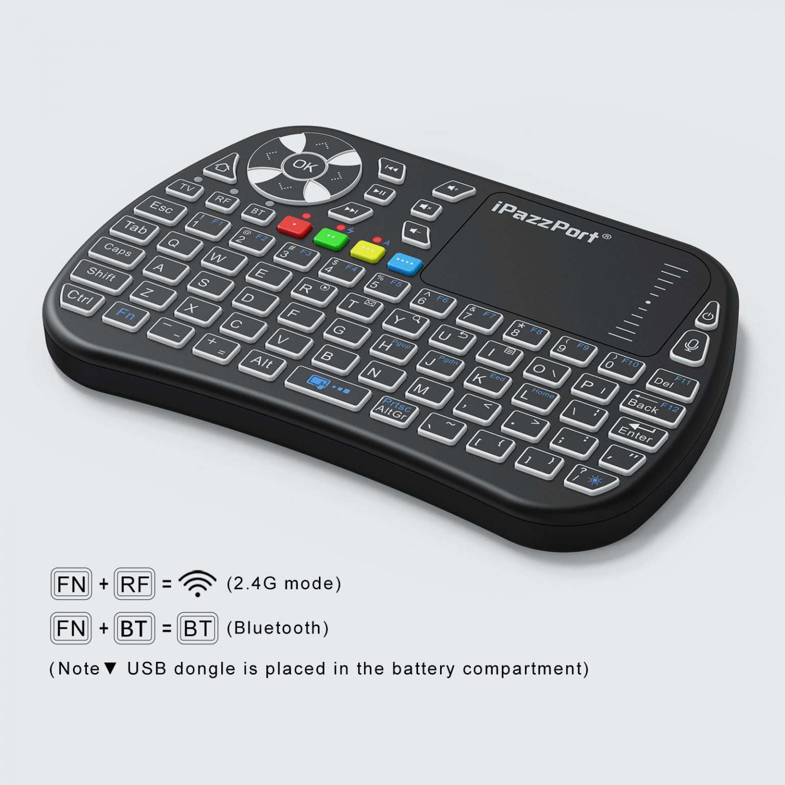 iPazzPort (Newest Upgrade) Mini Bluetooth Keyboard with Touchpad (Handheld Keyboard), Backlit ...