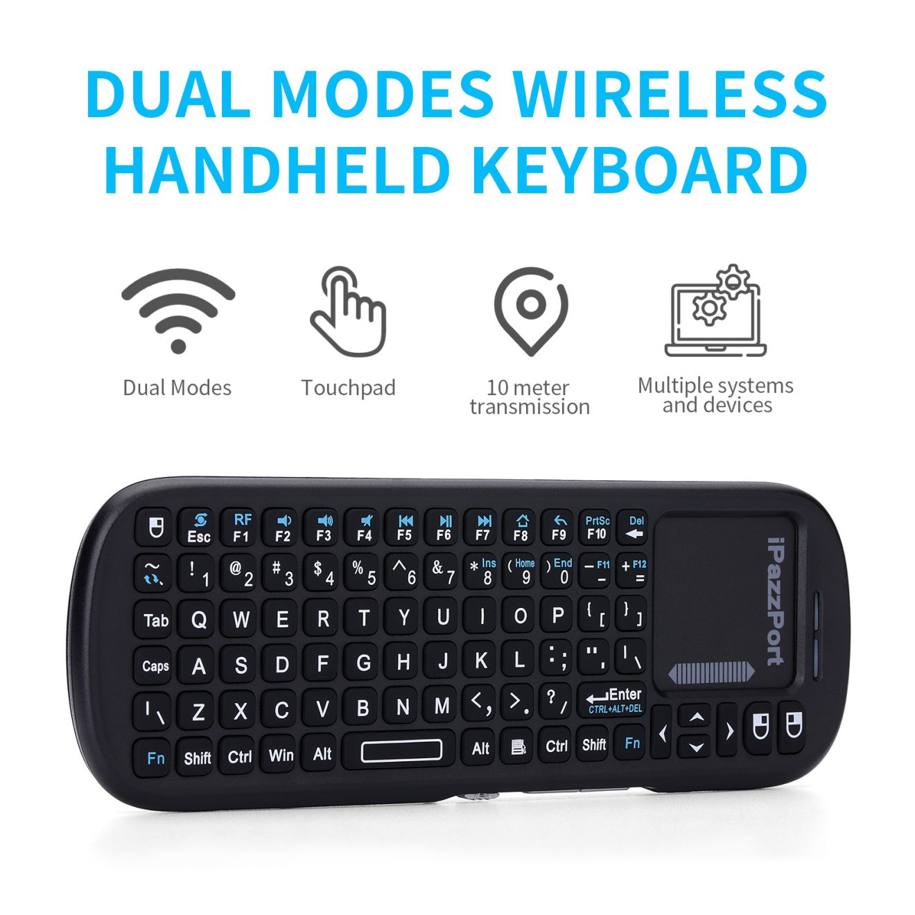 iPazzPort Mini Keyboard 2.4GHz+ Bluetooth Wireless Portable Keyboard ...