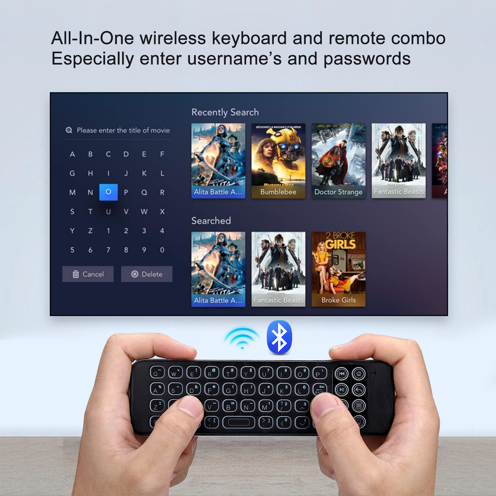 iPazzPort Mini Bluetooth Wireless Keyboard with Remote Case for TV ...